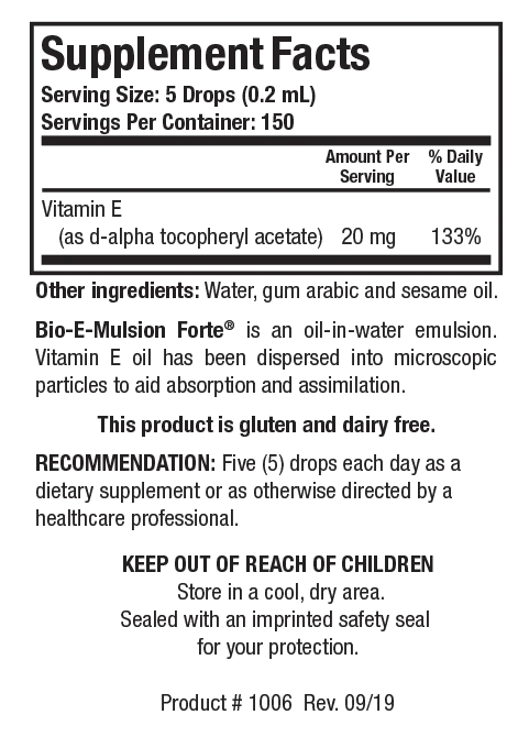 Bio-E Mulsion Forte (Natural Vitamin E) 1 fl. oz – QNOrganic.com